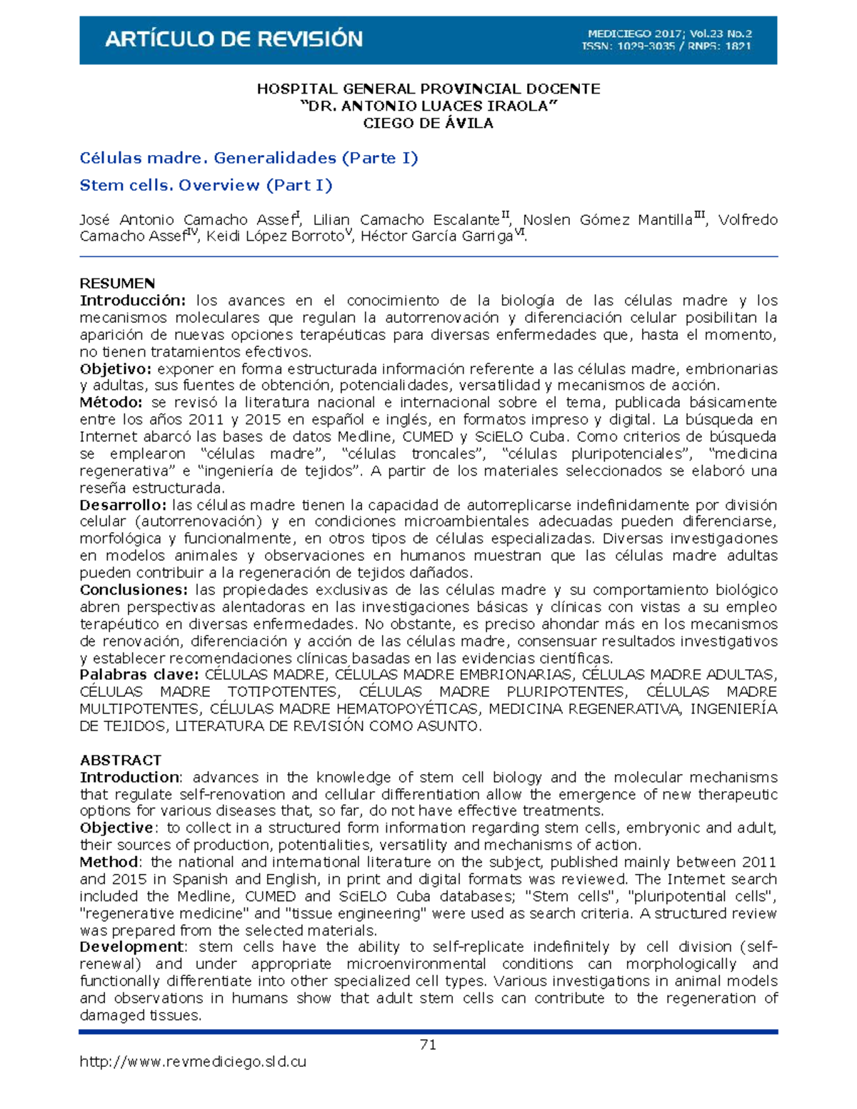 234 - 123 - 71 HOSPITAL GENERAL PROVINCIAL DOCENTE “DR. ANTONIO LUACES ...