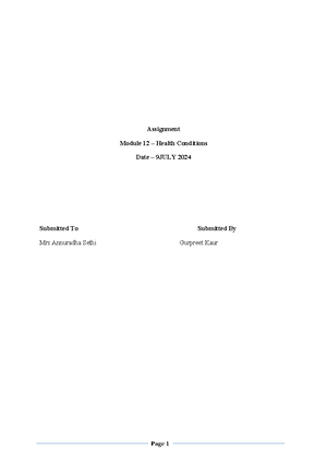 IV-12 Assigmt - Module 12 Health Conditions-converted - Module 12 ...