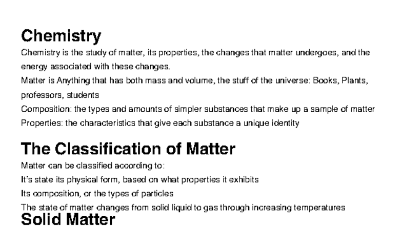 Chemistry 101: Understanding Properties & Changes of Matter - Studocu