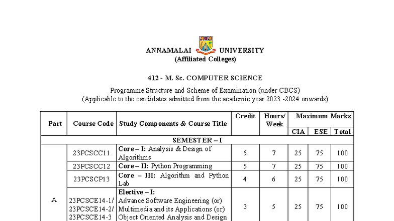 412 M. Sc. Computer Science Programme Structure & Exam Scheme (2023 ...