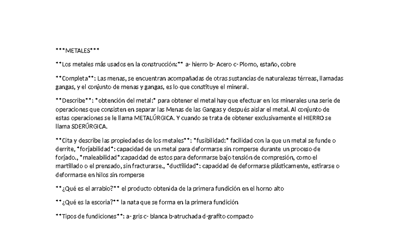 Metales Comunes y sus Propiedades - Resumen de la Etapa 2 - Studocu