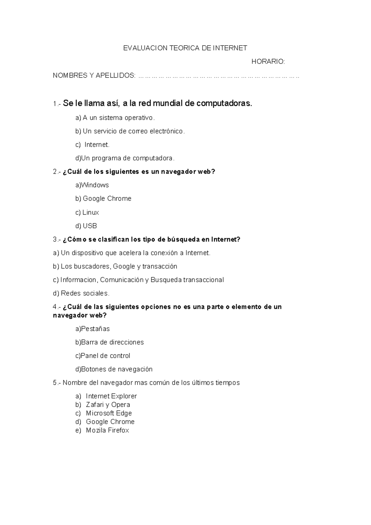 Evaluación Teórica de Internet - Examen Final (Código: ETI101) - Studocu