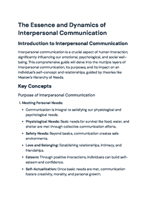 Interpersonal Communication (COMM 101): Understanding Dynamics for ...