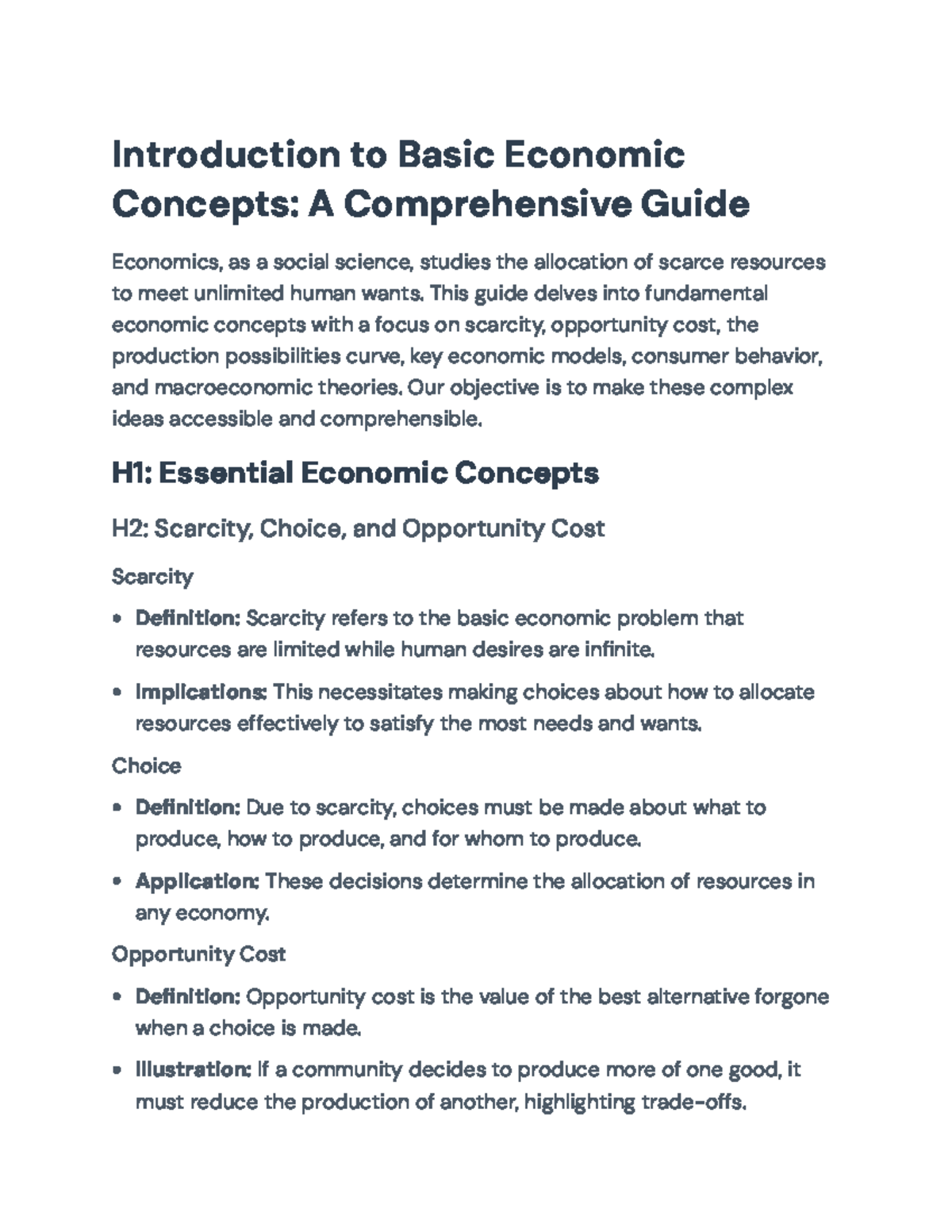 Comprehensive Guide to Basic Economic Concepts (ECON 101 ...