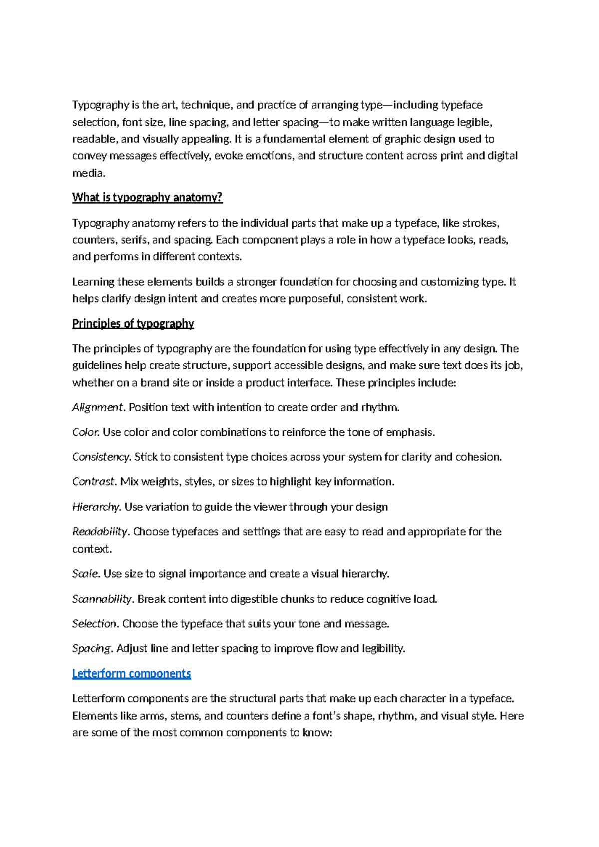 Typography Class Notes: Understanding Type Anatomy and Principles - Studocu