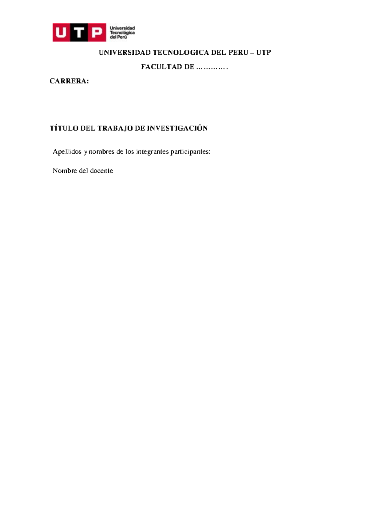 Esquema de Contenido para Trabajo Aplicativo UTP - Investigación de ...