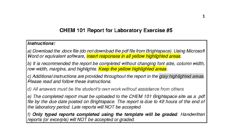 CHEM 101 Lab Report: Moles, Concentration & Titration Analysis - Studocu
