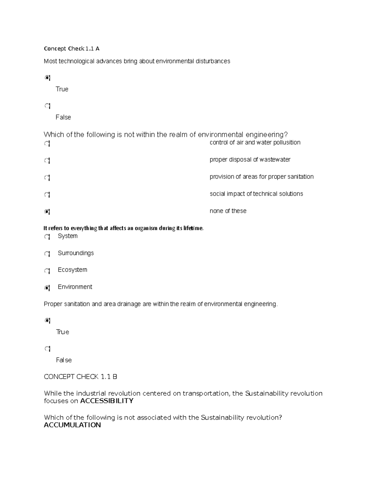 Concept Check 1 in Environmental Science (Module 1) - Studocu