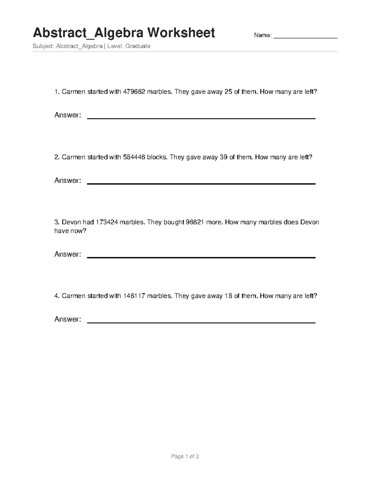 Abstract Algebra Worksheet 1 - Graduate Level Exercises - Studocu