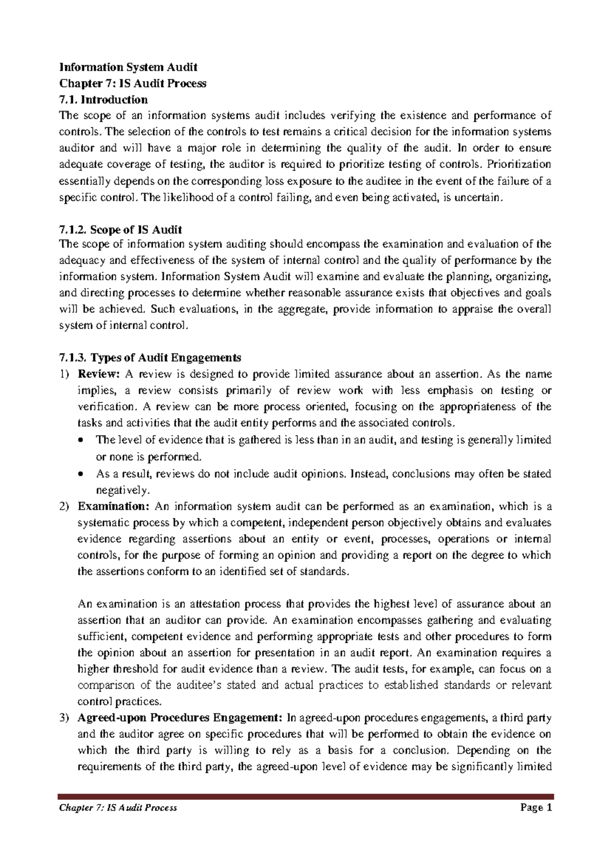 Chapter 7: IS Audit Process - Understanding Audit Engagement Types and ...