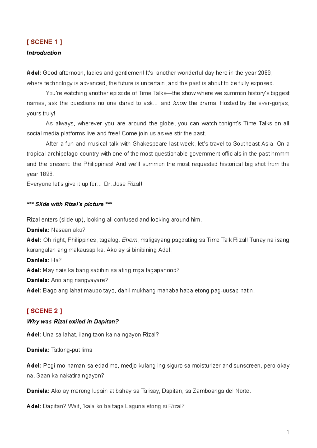 SCENE 1-6 Script: Rizal in Dapitan (Final Exam) - Studocu