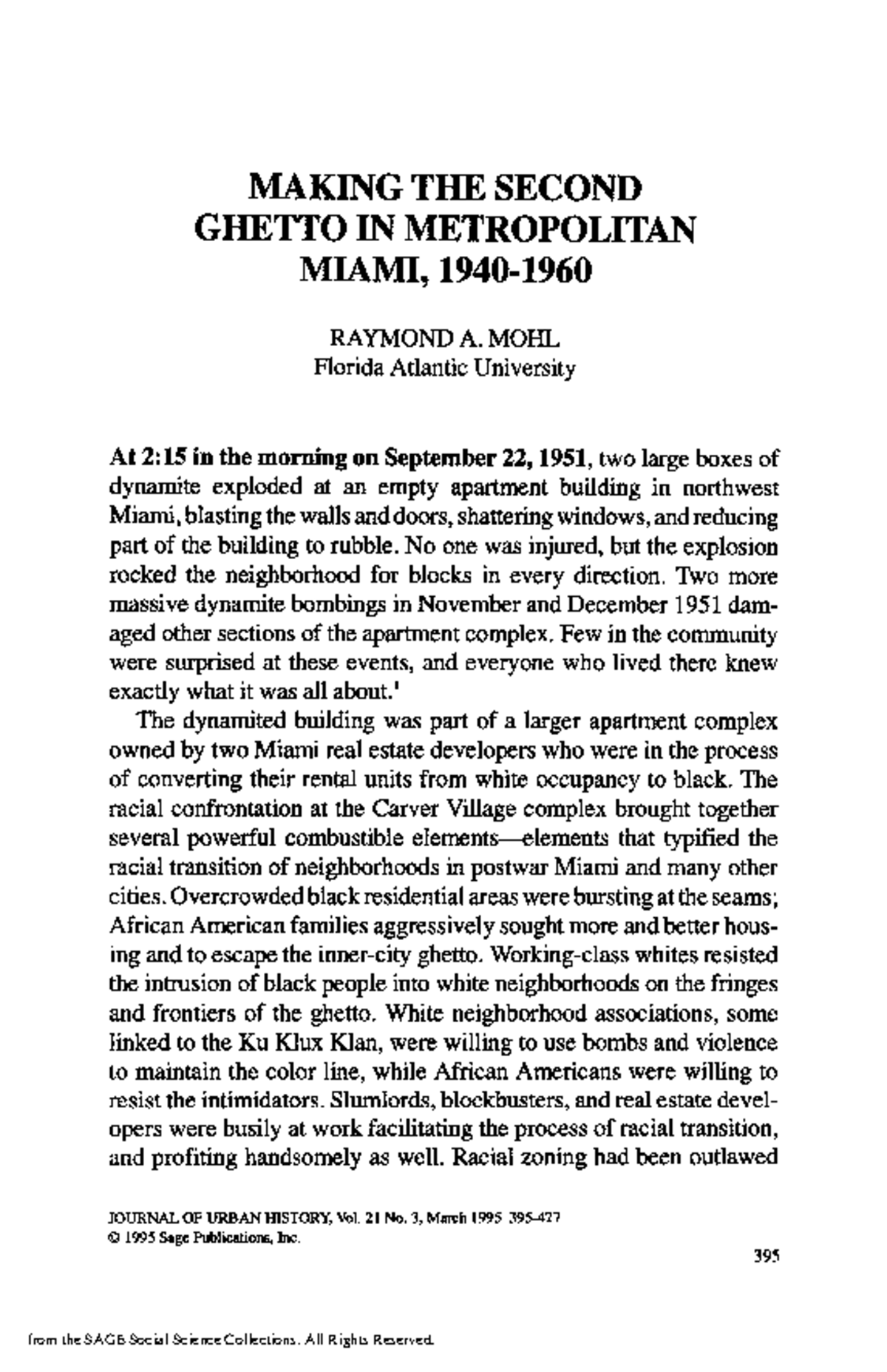 Making the Second Ghetto: Miami's Transformation (1940-1960) - SOCI ...