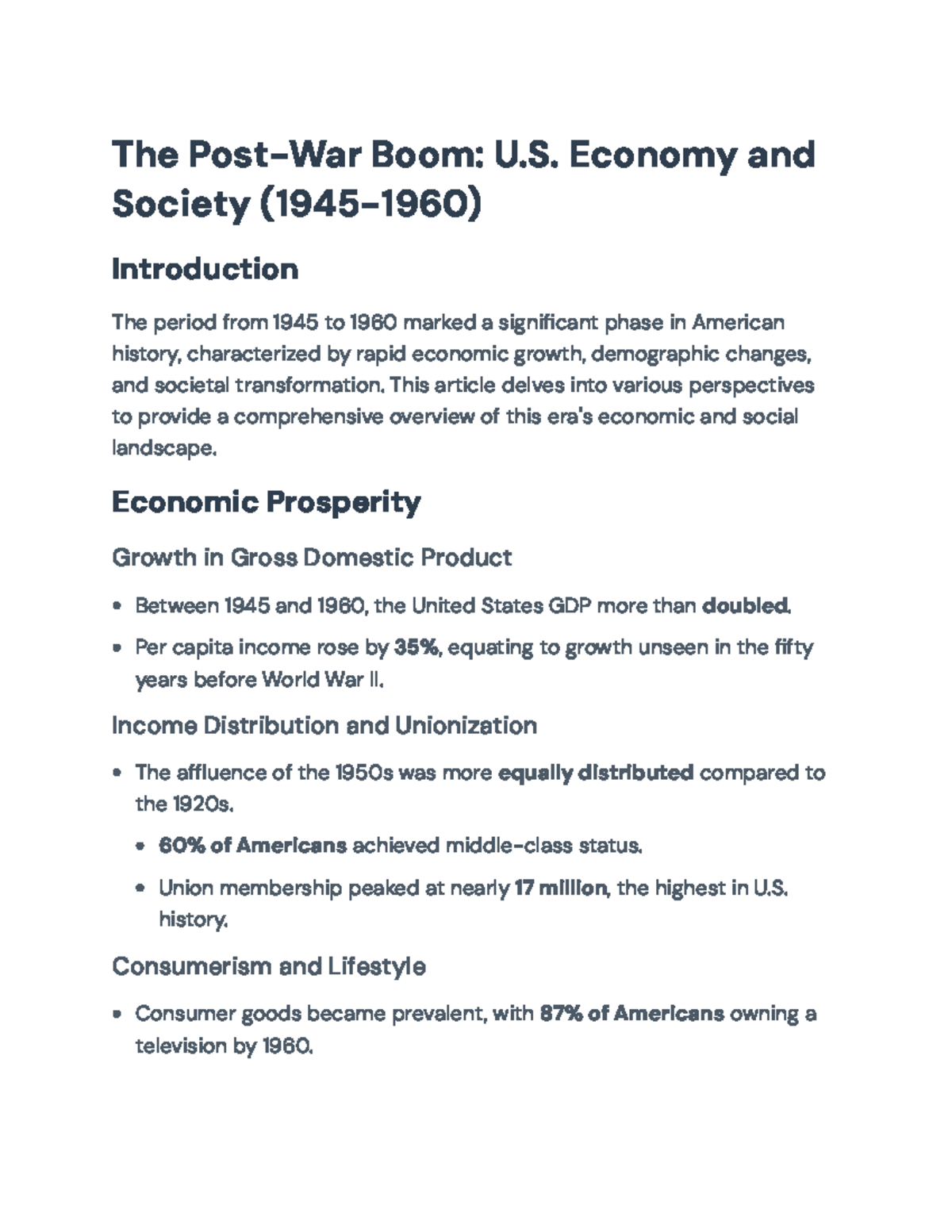 Post-War Boom: U.S. Economy & Society (1945-1960) Overview Essay - The ...