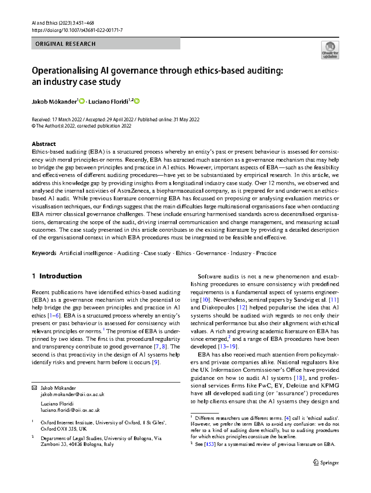 Paper 2 - Case Study on AI Governance via Ethics Auditing - Studocu