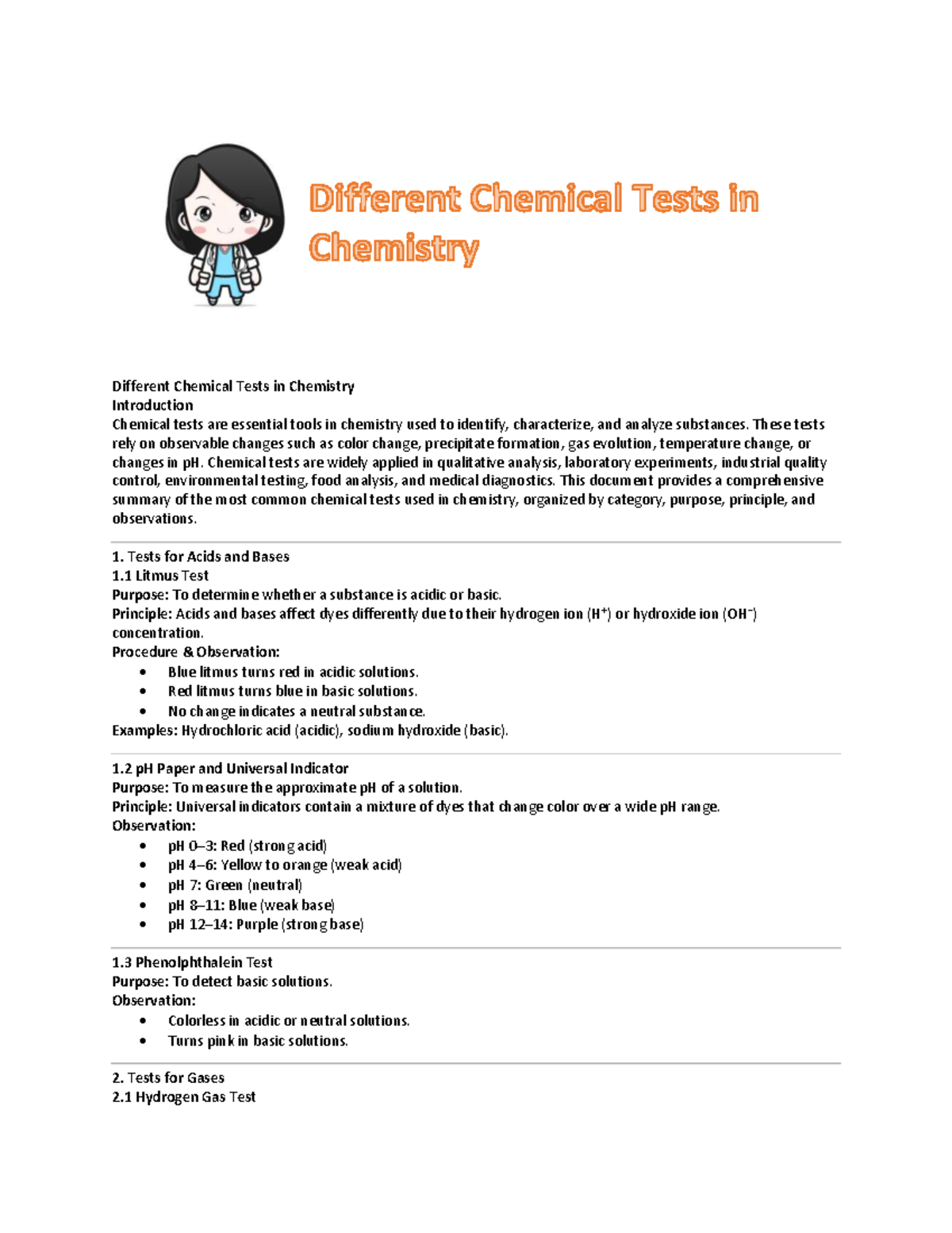 CC Chemistry Tests and Quality Control in the Lab - Studocu
