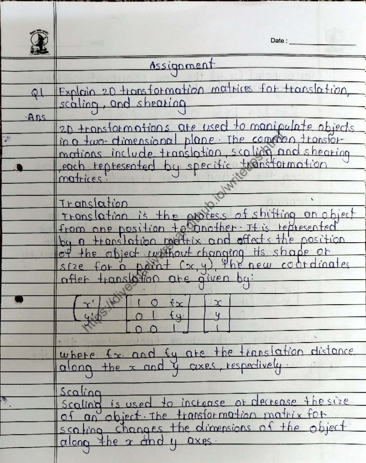 Cg Theory Assignment - Computer Graphics (Course Code: Cg) - Studocu