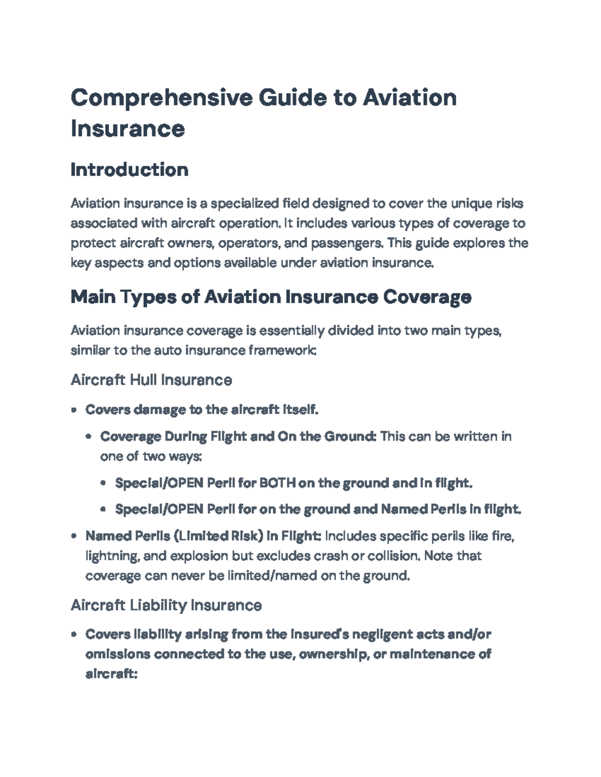 Aviation Insurance Comprehensive Guide: Coverage Types & Key Aspects ...