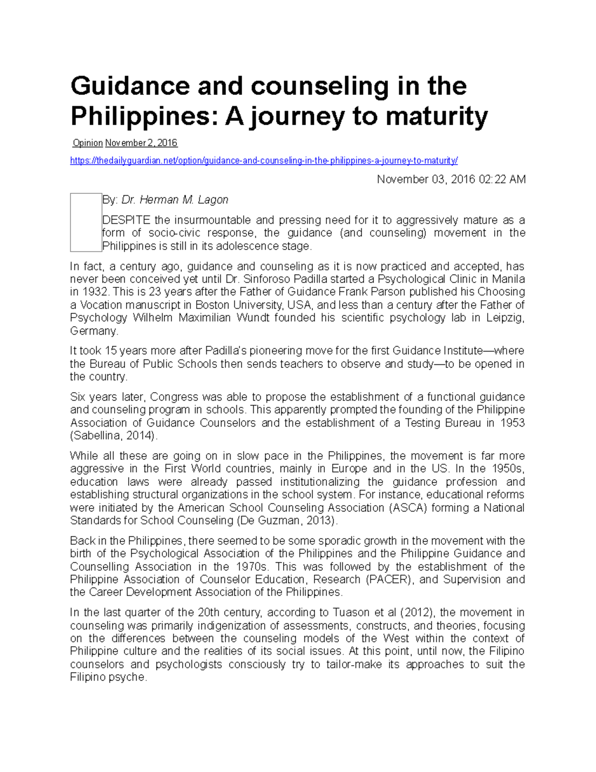 Article- Guidance and counseling in the Philippines - Guidance and ...
