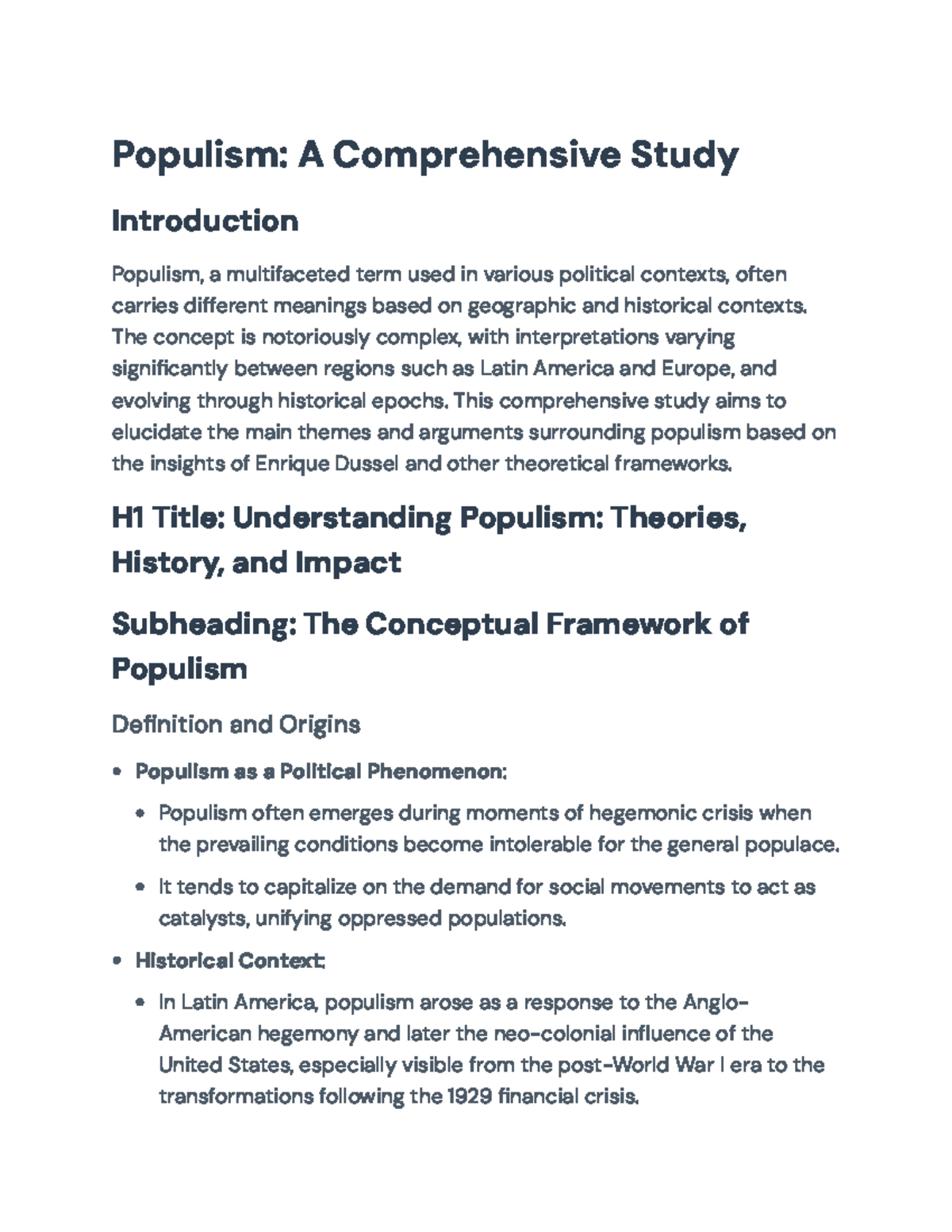Understanding Populism: Theories, History, and Impacts - Populism: A ...