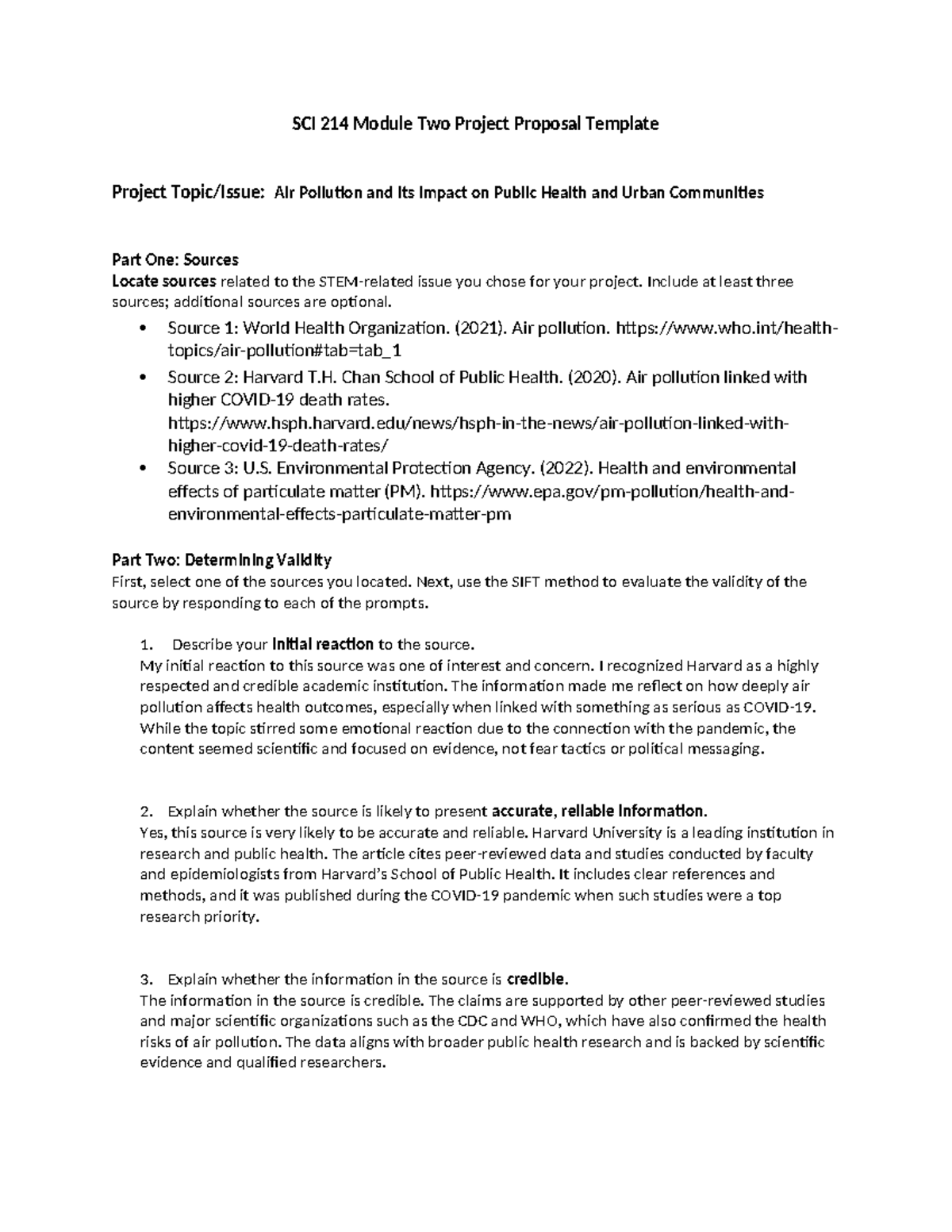 SCI 214 2-2 Project Proposal: Air Pollution & Public Health Impact ...