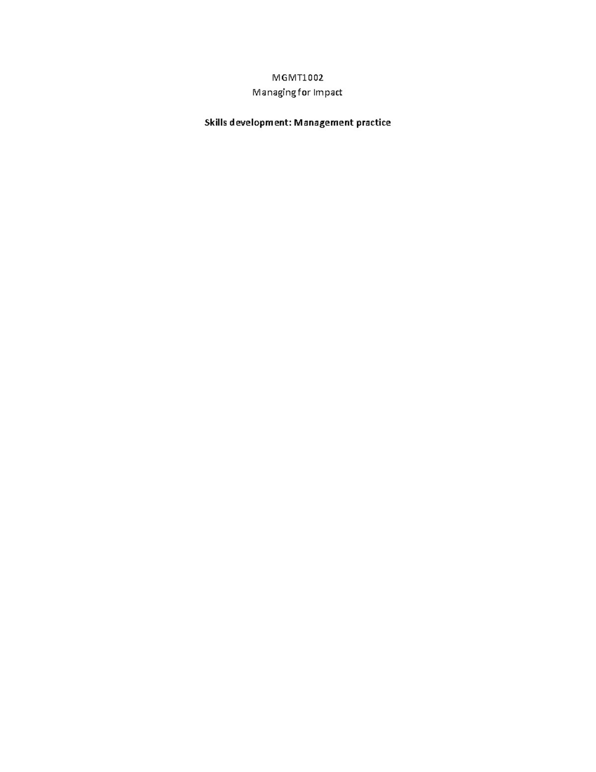 MGMT1002 Final Portfolio: Reflections on Management Skills Development ...
