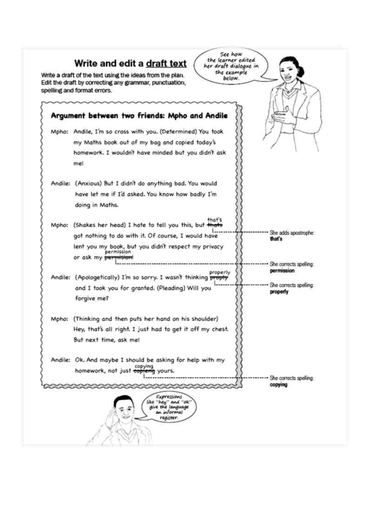 ENG101: Dialogue Writing Draft Editing and Grammar Corrections - Studocu