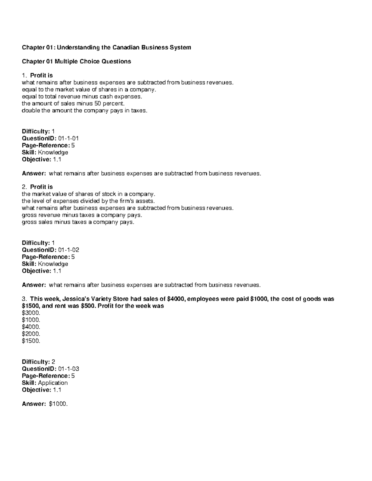 business fundamental quiz 2 - Chapter 01: Understanding the Canadian ...
