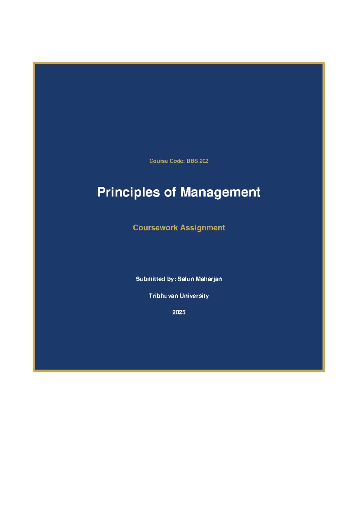 BBS 202 Coursework: Principles of Management Overview and Key Concepts ...