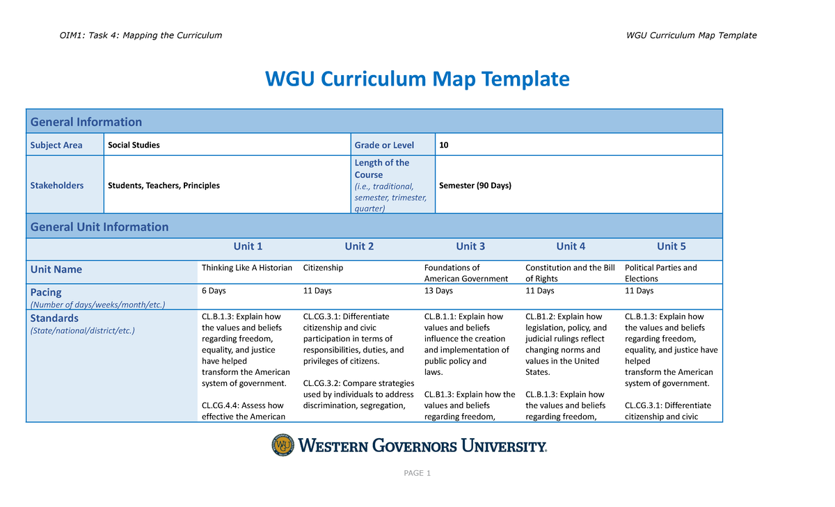 Aikens D183 Task 4: 10th Grade Social Studies Curriculum Map - Studocu