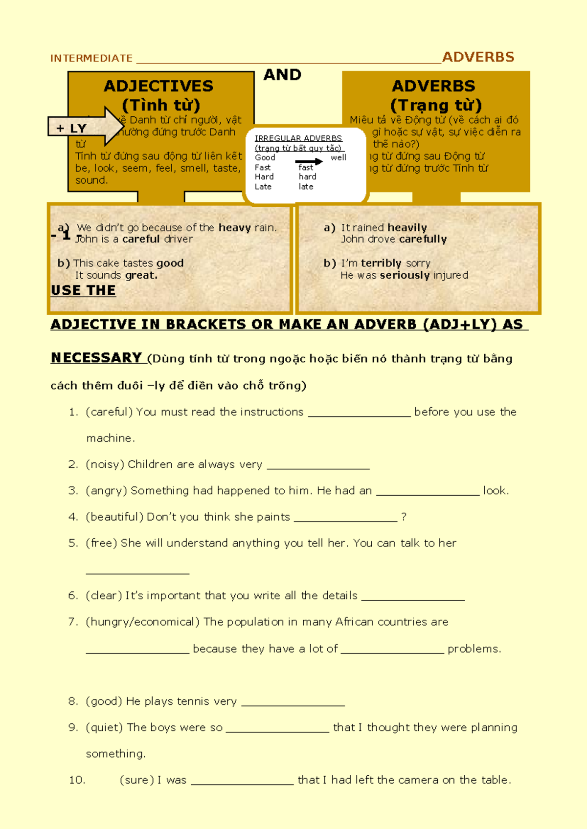 Adjectives and Adverbs Study Guide 4296 - Studocu
