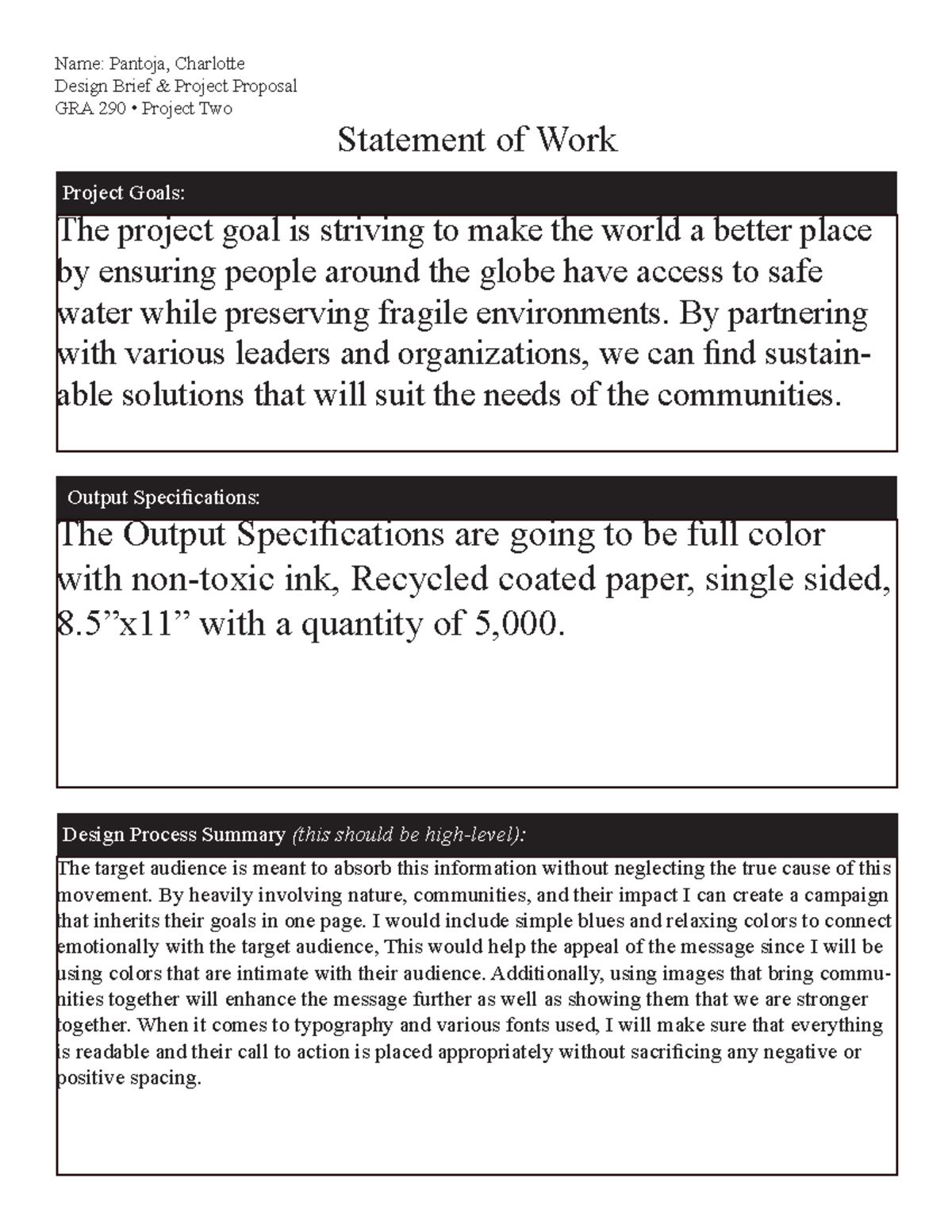 GRA 290 Final Project Two: Design Brief & Proposal Overview - Studocu