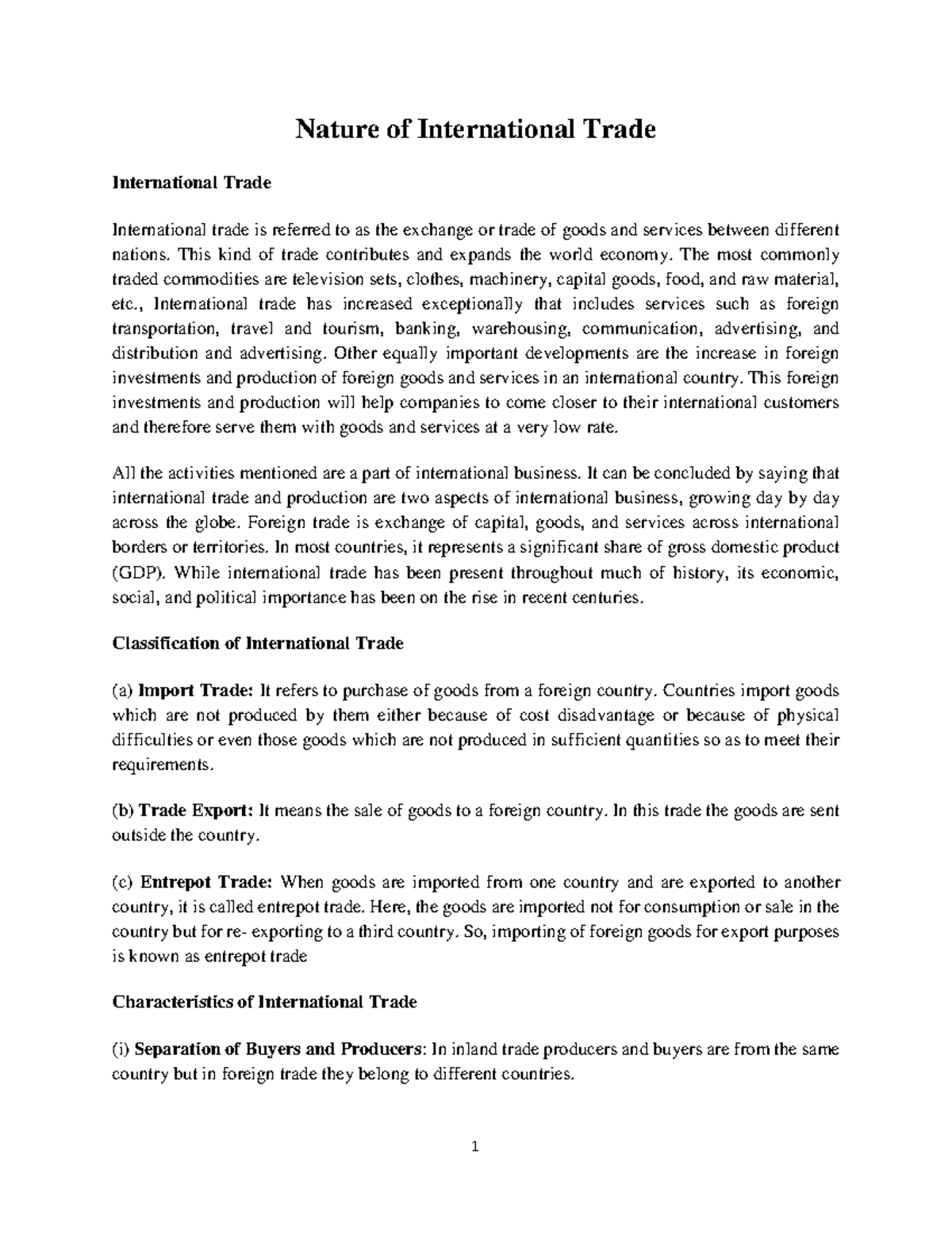 International Trade Overview: Nature, Characteristics, and Impacts ...