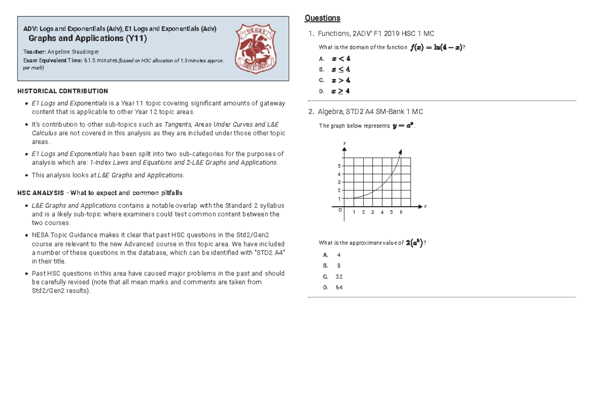 Smarter Maths - Yr 11 - E1 Logs and Exponentials Graphs & Applications ...