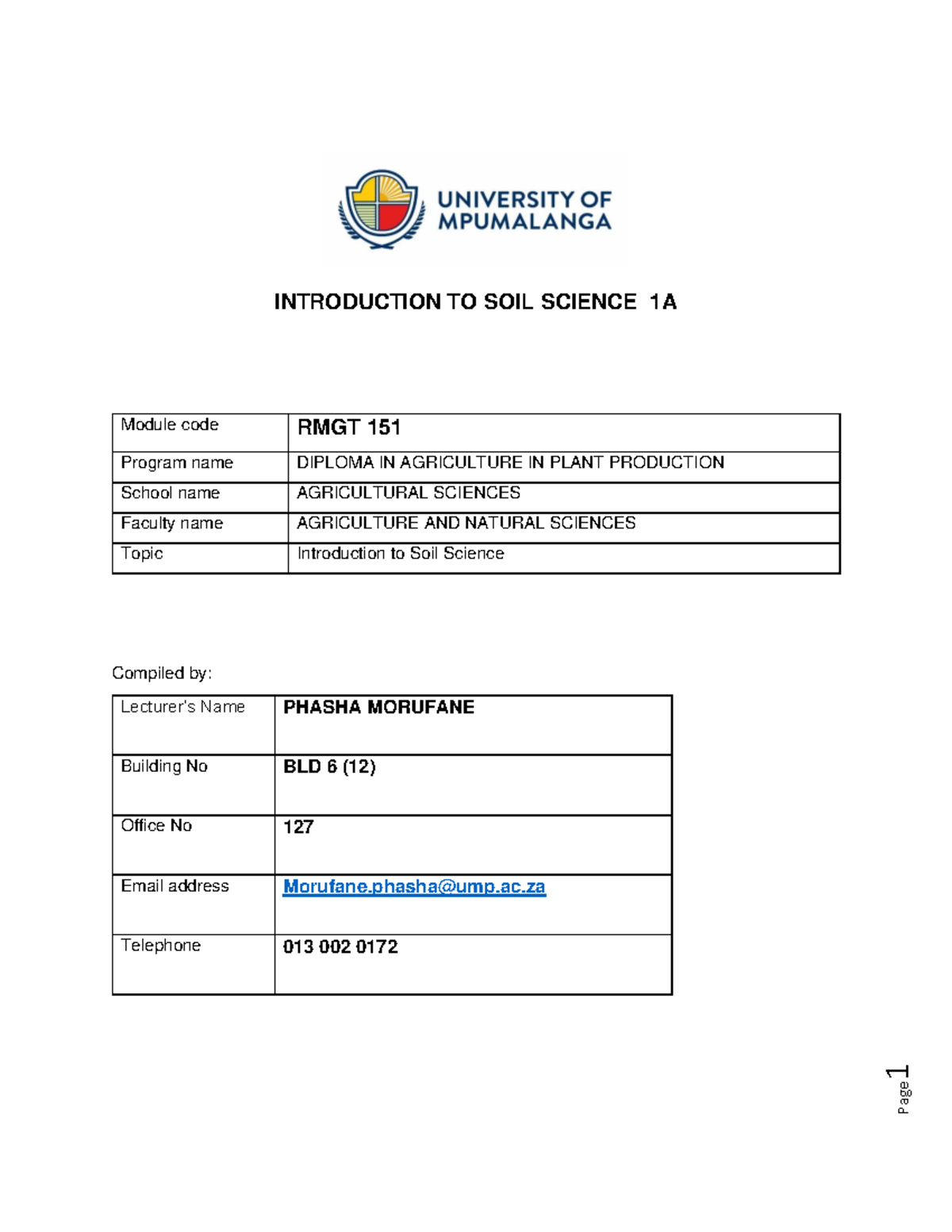 RMGT 151: Intro to Soil Science Lecture Notes and Overview - Studocu