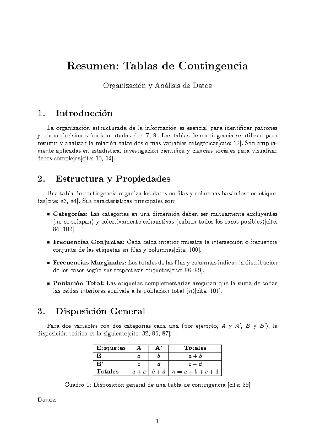 Resumen: Tablas de Contingencia en Estadística y Probabilidad M0 - Studocu