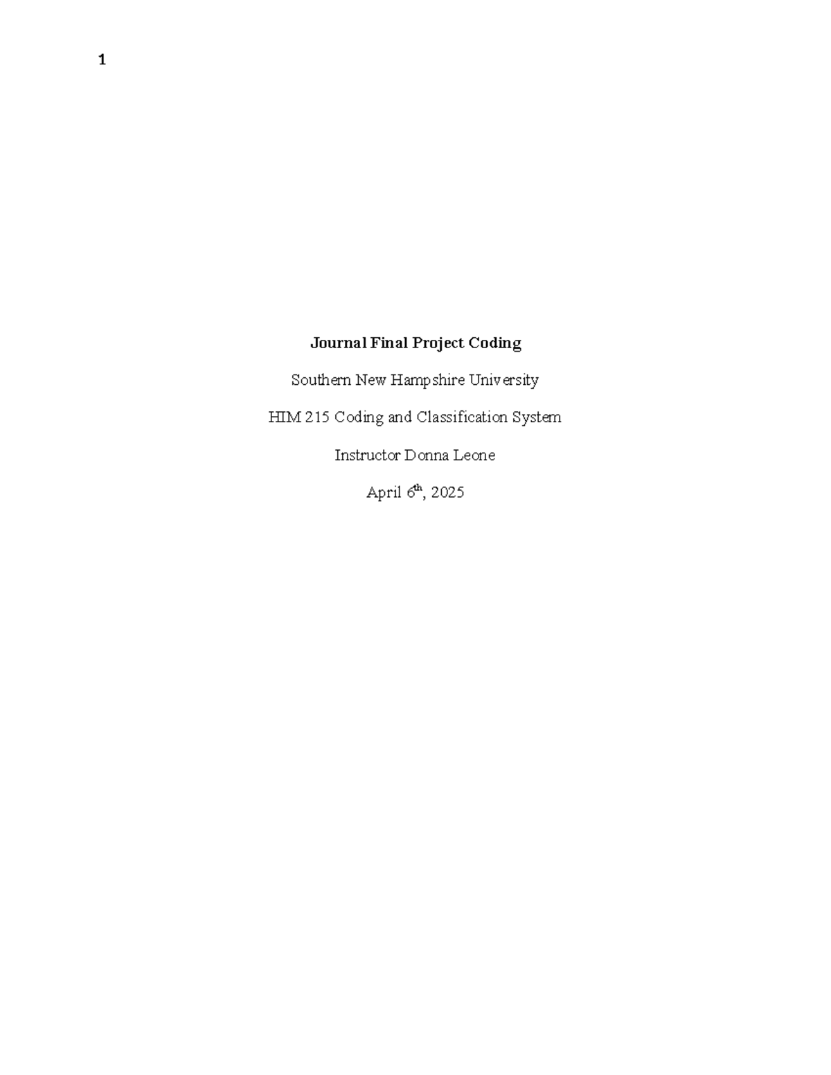 HIM 215 Final Project: Coding Medical Records and Classifications - Studocu
