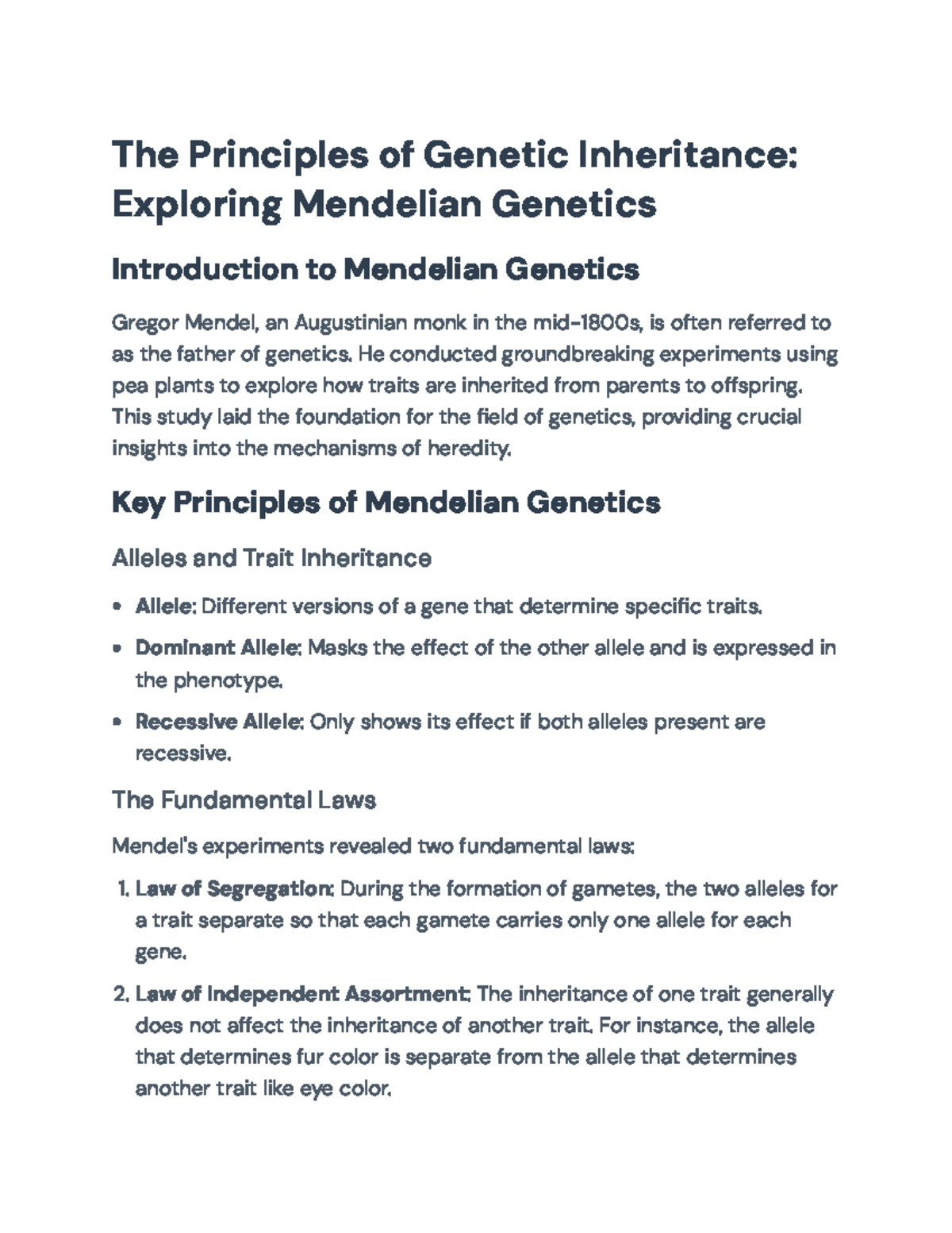 Principles of Mendelian Genetics - ENM 101 Final Exam Overview - Studocu