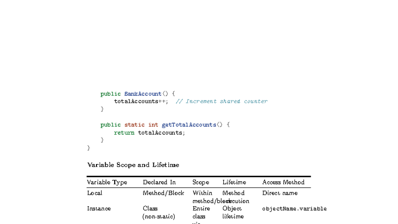 Java OOP Study Guide 4 - Class Notes on BankAccount and Scope - Studocu