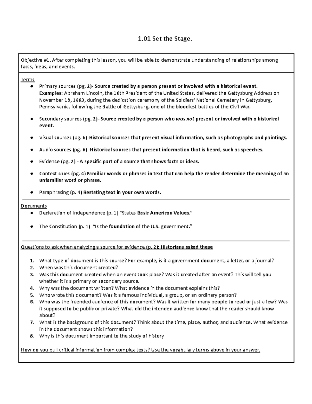 USH Module 1 DBA: Understanding Historical Sources & Civil War Factors ...