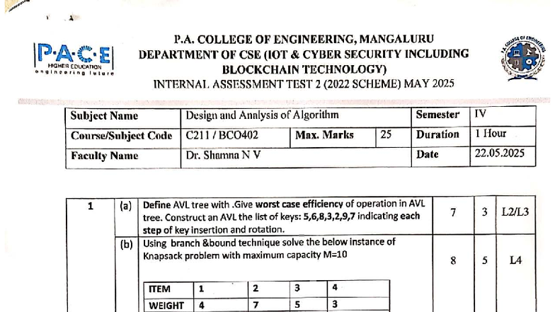 C211 BCO402 Design and Analysis of Algorithms - Internal Assessment ...