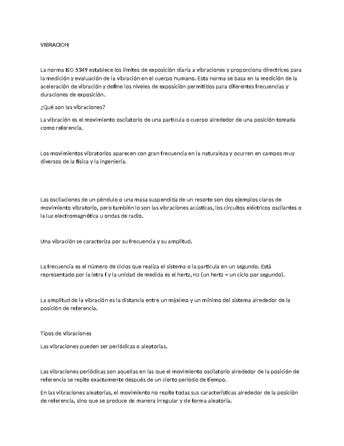 Norma ISO 5349: Límites y Directrices para Vibraciones Humanas - Studocu
