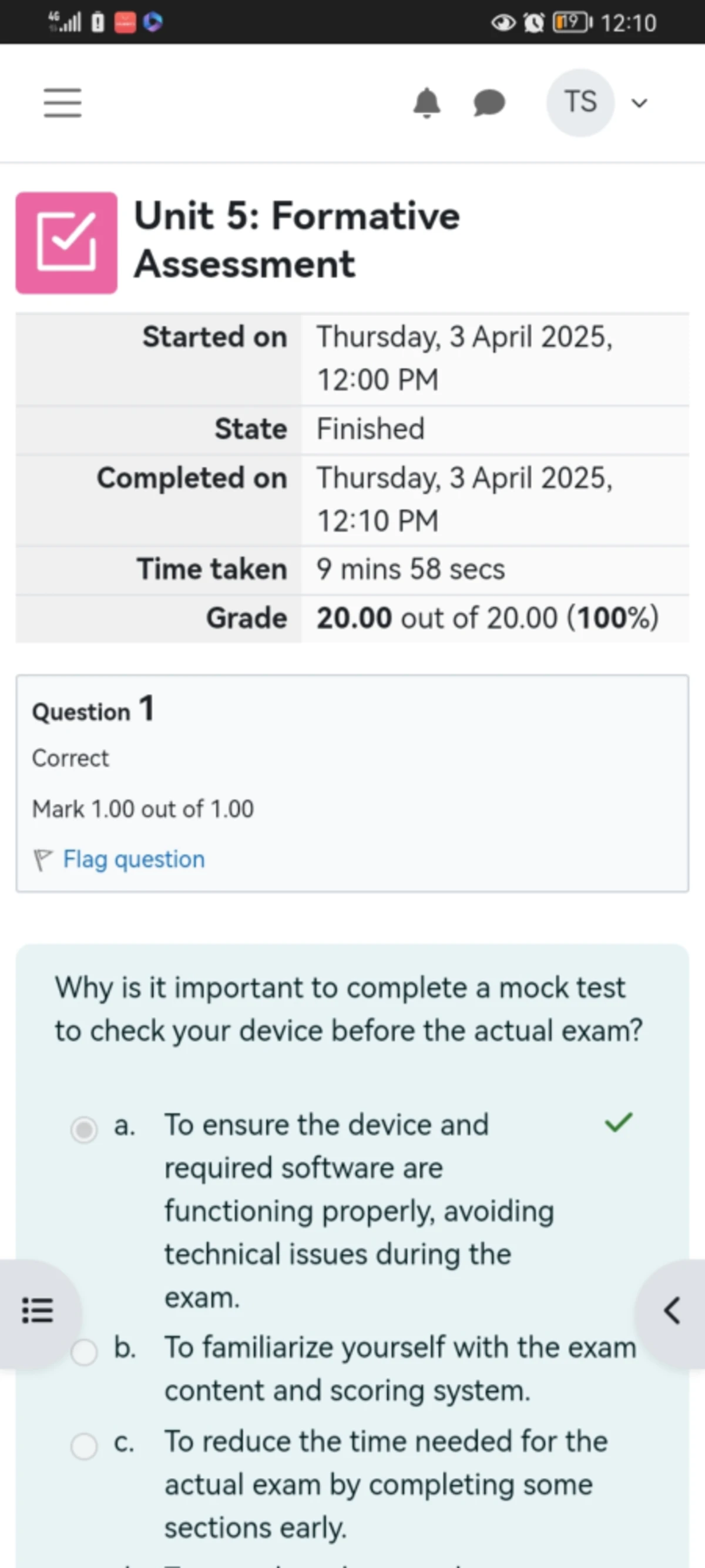 UNISA Academic Integrity Unit 1 Formative Assessment Results - Studocu