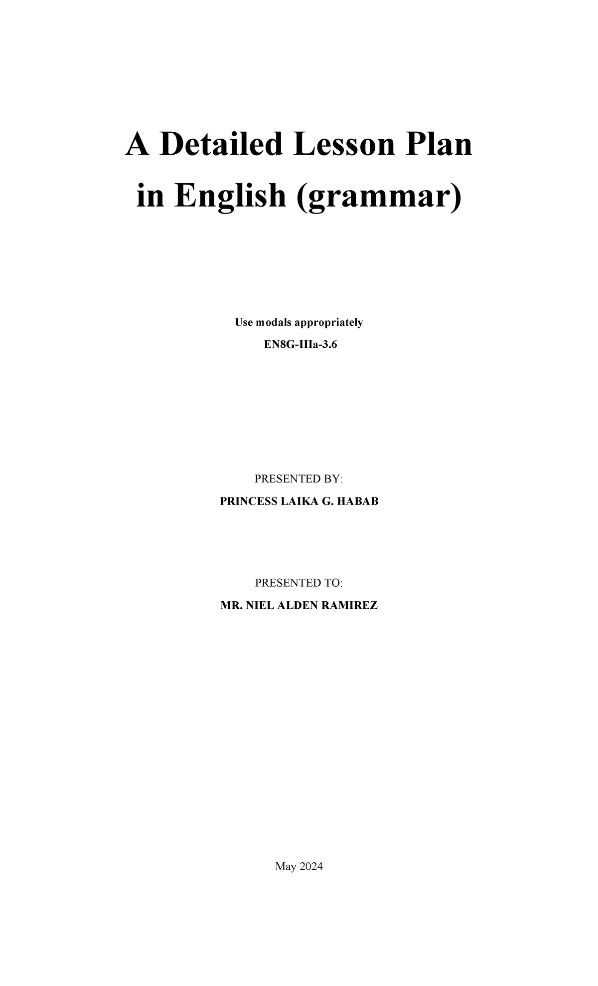 Habab, Grammar FD - xcvbn - A Detailed Lesson Plan in English (grammar ...