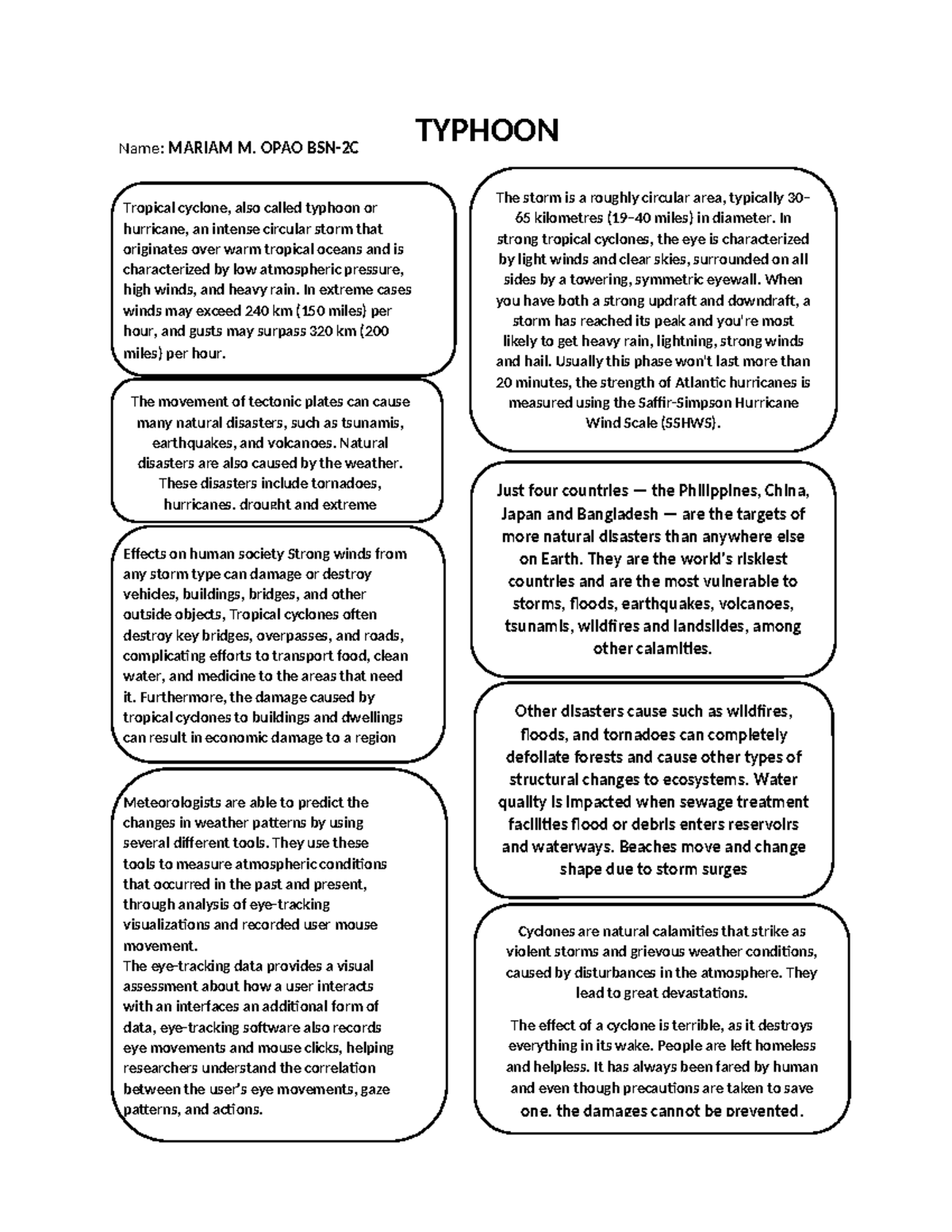 Activity #4NSTP1 - Final Exam on Tropical Cyclones and Their Impact ...