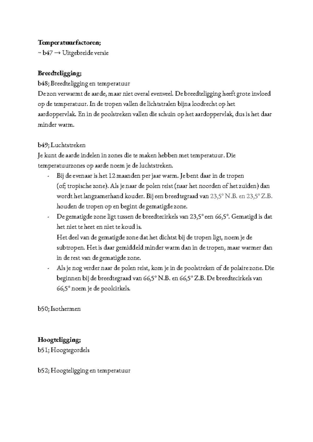 Temperatuurfactoren en Luchtstreken - Aardrijkskunde Les b47-b54 ...