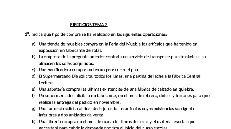 Ejercicios TEMA 3 - Logística y Compras en Empresas - Studocu