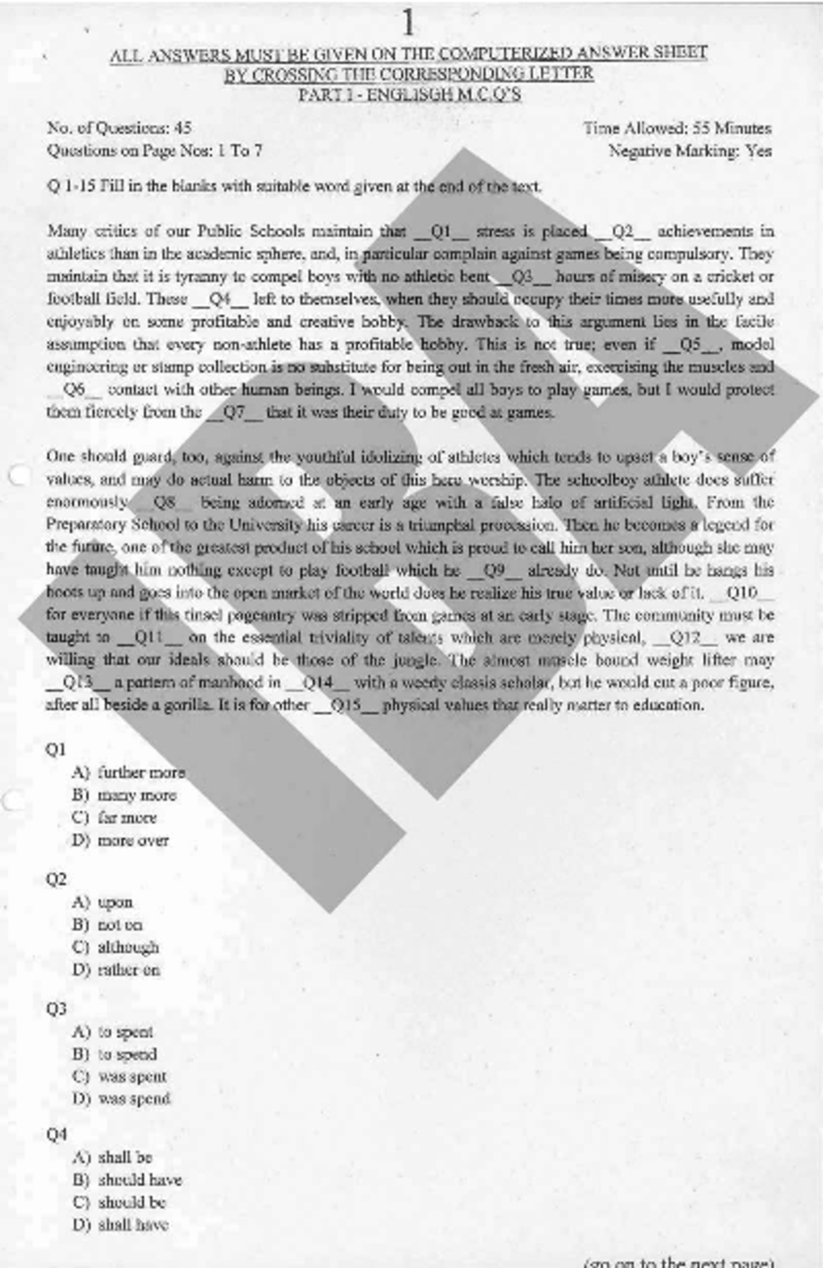 BBA-Sample Test II: Comprehensive English & Math MCQs with Answers ...