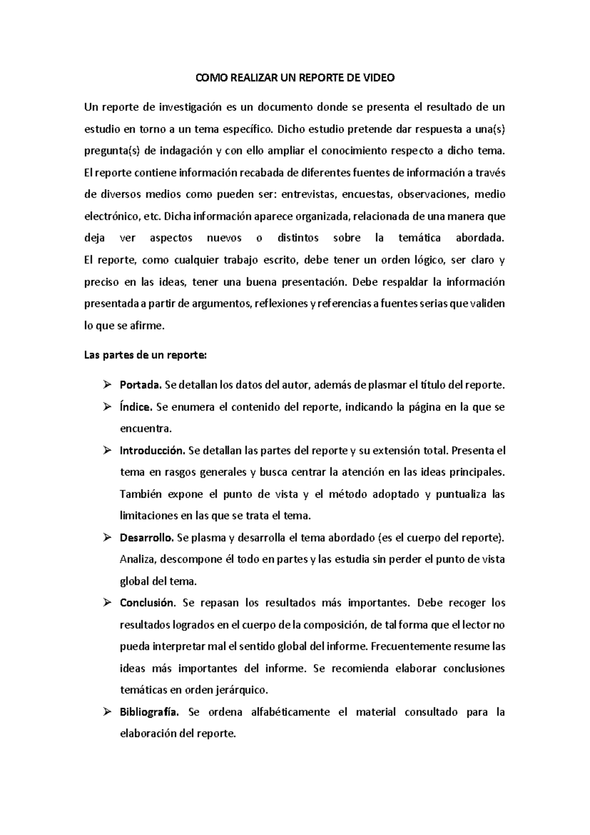 COMO Realizar UN Reporte DE Video - COMO REALIZAR UN REPORTE DE VIDEO ...