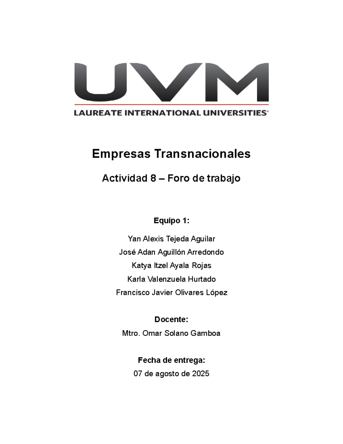 A8 EQ1 - Empresas Transnacionales: Actores Clave en Comercio - Studocu