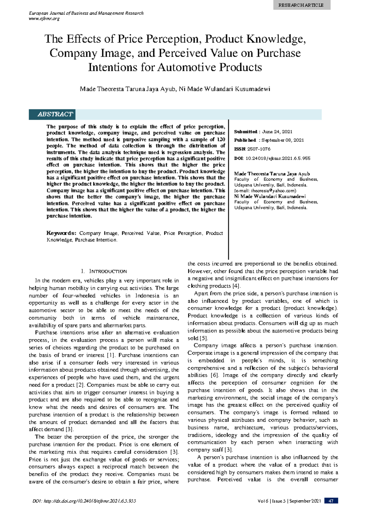 The Effects of Price Perception and Product Knowledge on Purchase ...